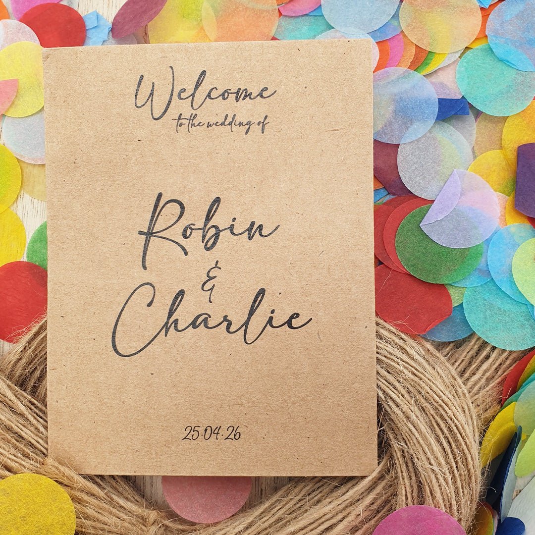 Pre Filled Personalised Kraft Brown Paper Confetti Packets – Confetti Bee