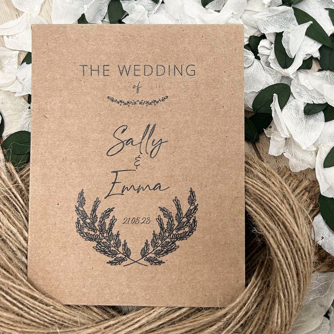 Personalised Confetti Kraft Brown Packets - Elegant Design 8 | Confetti Bee