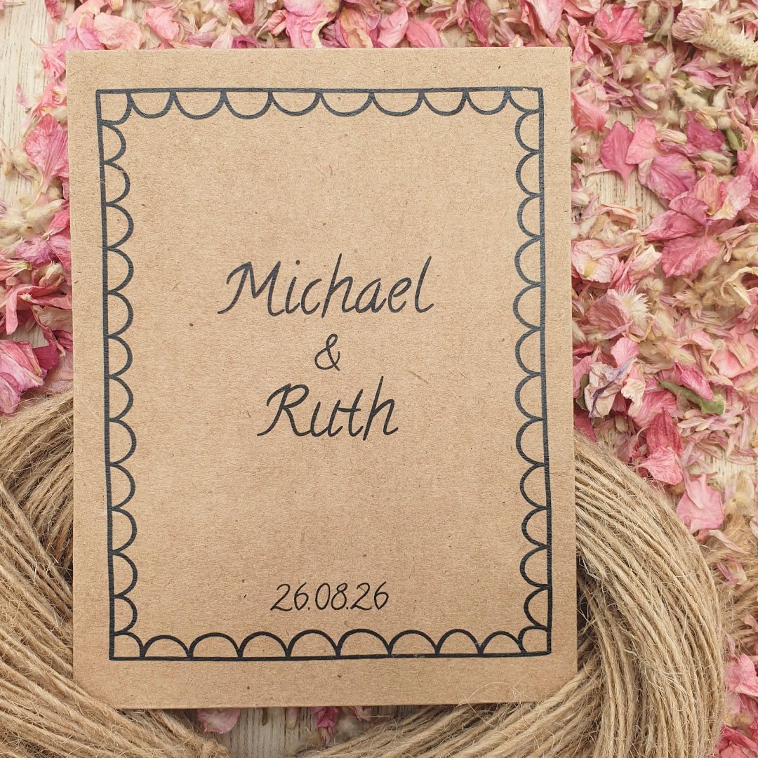 Personalised Confetti Kraft Brown Packets - Illustrated Design 3 ...