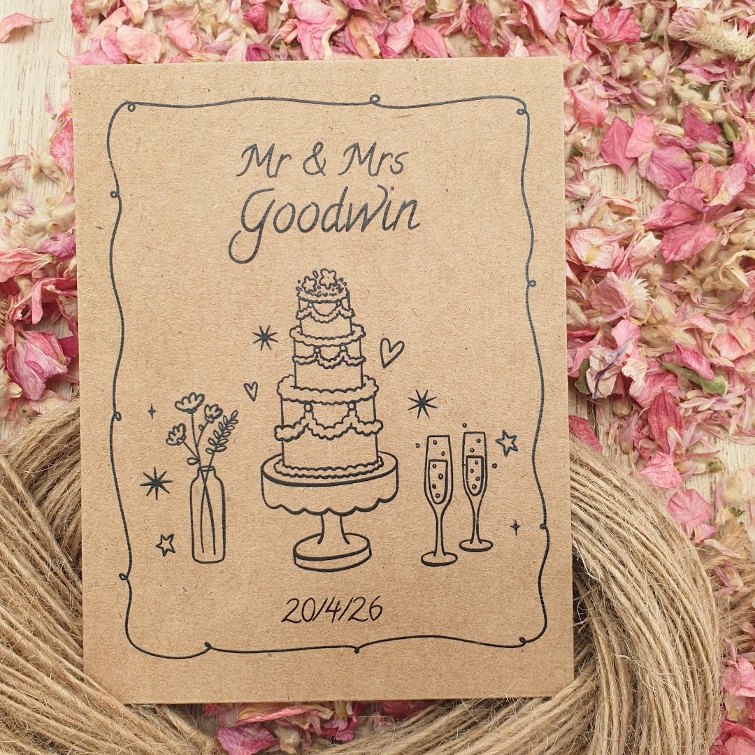 Personalised Confetti Kraft Brown Packets - Illustrated Design 9 ...