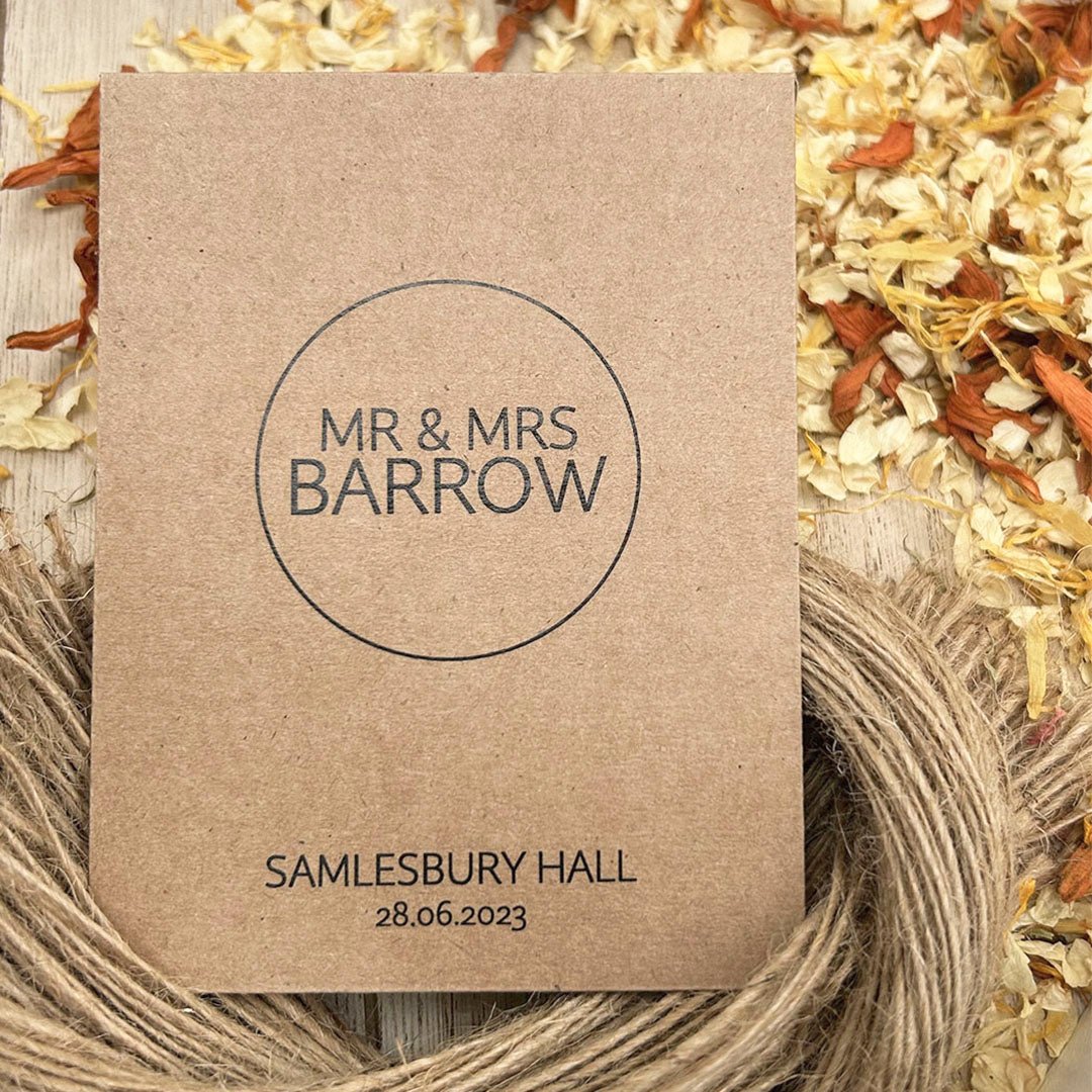 Personalised Confetti Kraft Brown Packets - Mr & Mrs Design 10 ...
