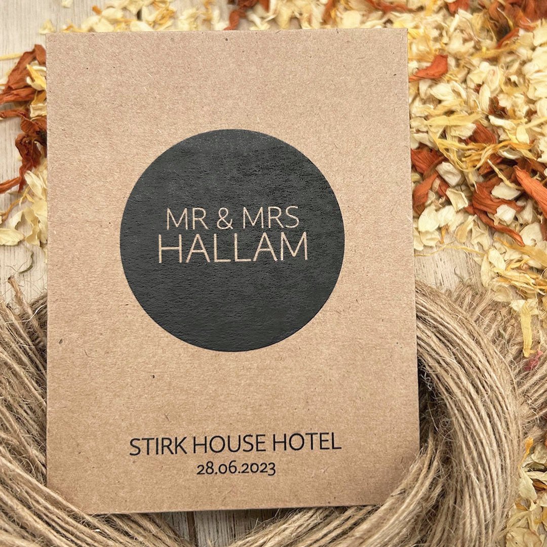 Personalised Confetti Kraft Brown Packets - Mr & Mrs Design 11 ...