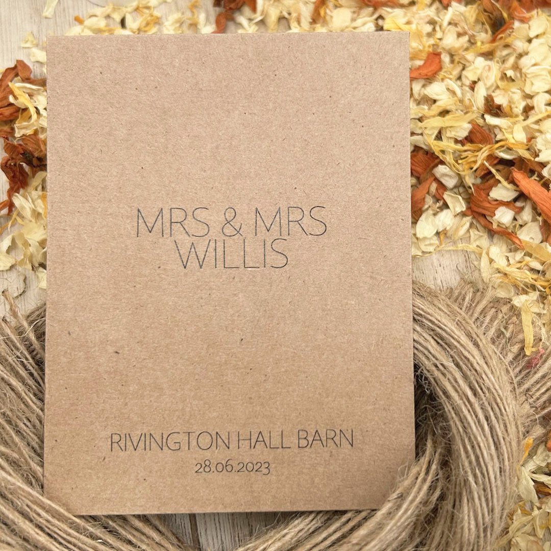 Personalised Confetti Kraft Brown Packets - Mr & Mrs Design 9 ...