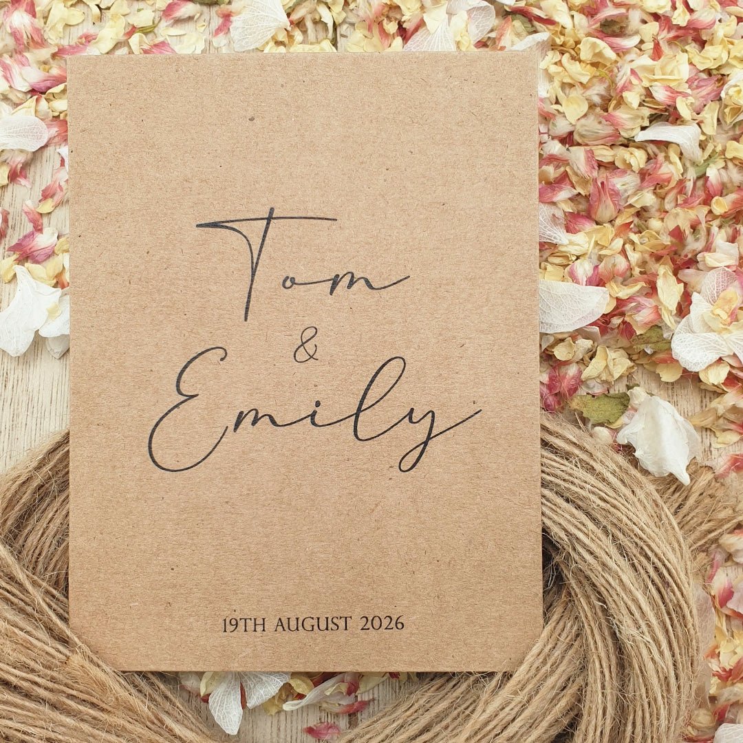 Personalised Confetti Kraft Brown Packets - Names Design 14 | Confetti Bee