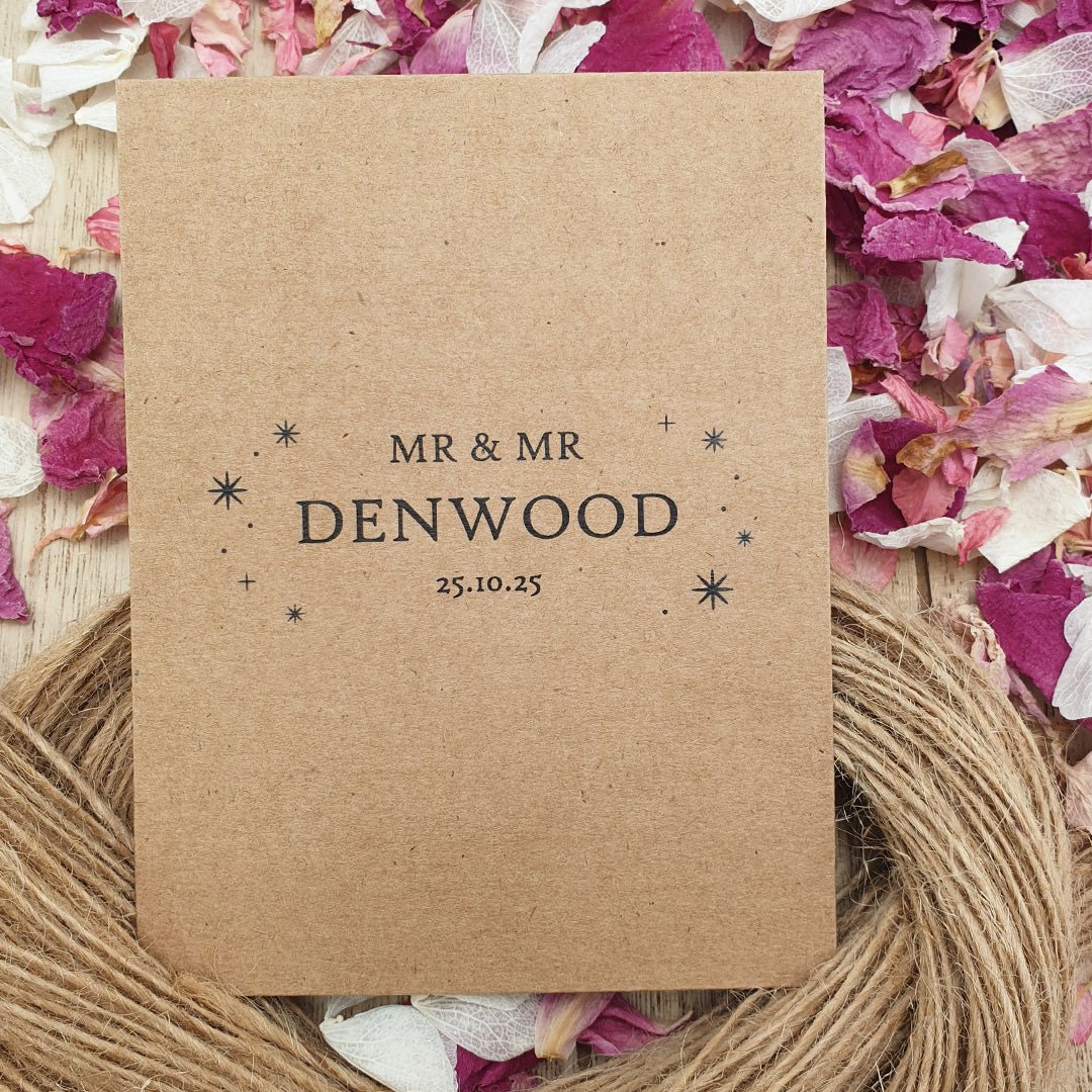 Personalised Confetti Kraft Brown Packets - Stars Design 1 | Confetti Bee
