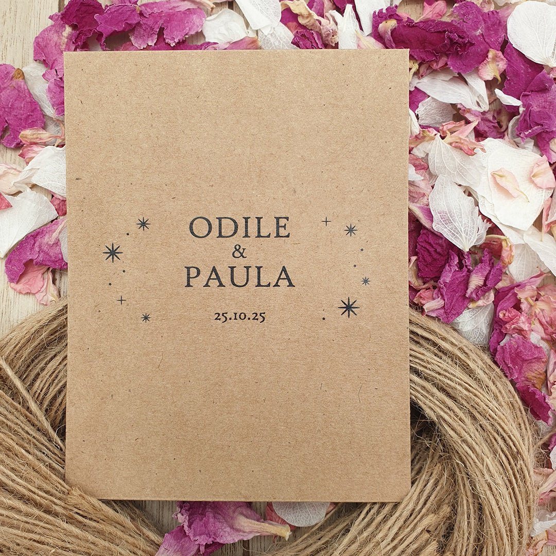 Personalised Confetti Kraft Brown Packets - Stars Design 4 | Confetti Bee
