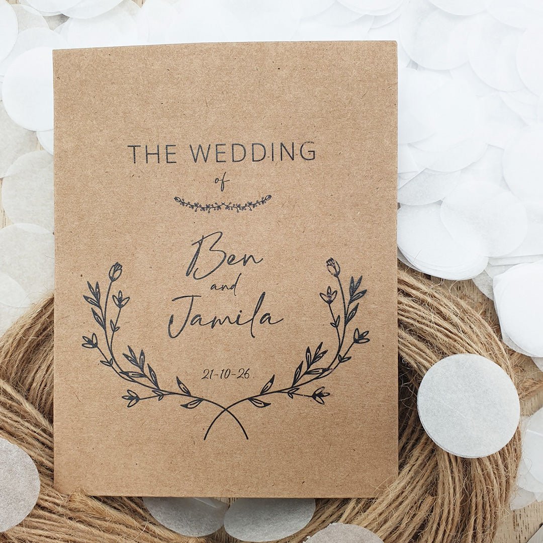 Pre Filled Personalised Kraft Brown Paper Confetti Packets – Confetti Bee