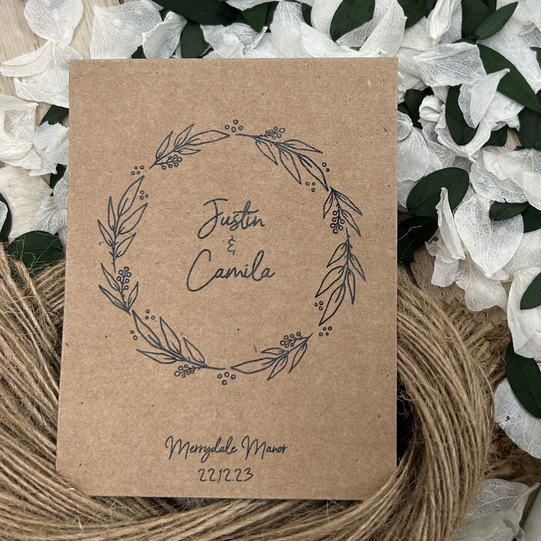 Personalised Confetti Kraft Brown Packets - Festive Design 3 | Confetti Bee