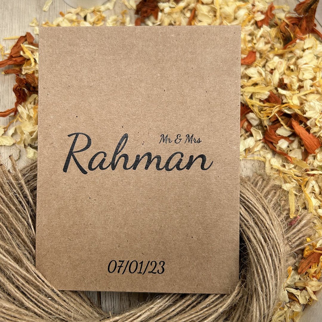 Personalised Confetti Kraft Brown Packets - Mr & Mrs Design 2 ...