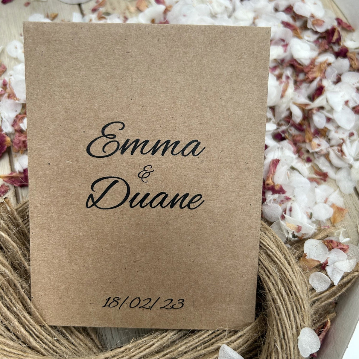 Personalised Confetti Kraft Brown Packets - Names Design 4 | Confetti Bee
