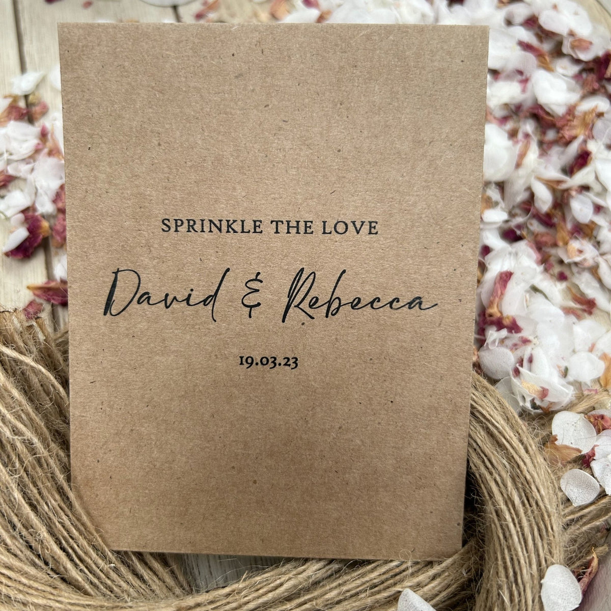 Personalised Confetti Kraft Brown Packets - Names Design 6 | Confetti Bee