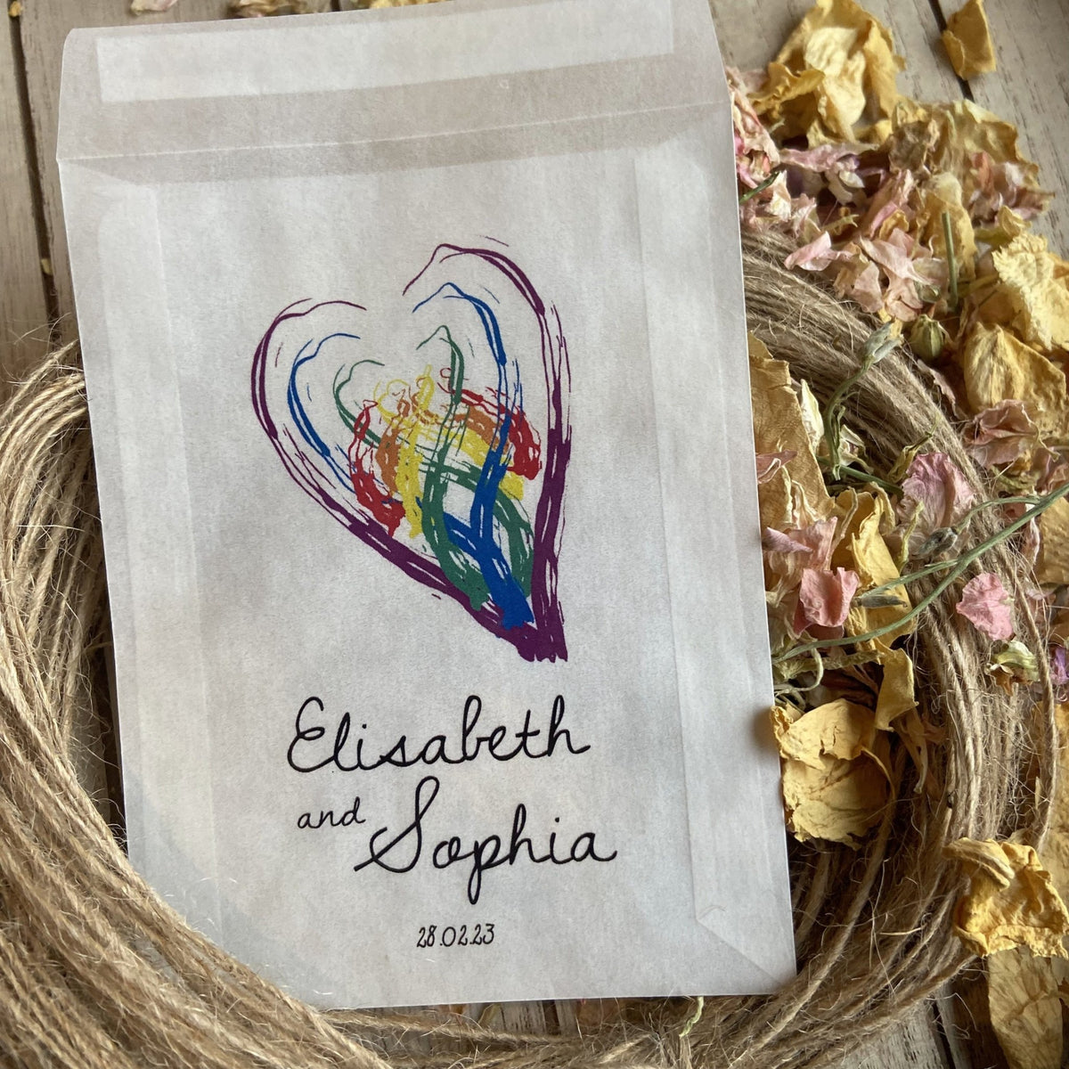 Personalised Confetti Packets - Rainbow Design 2 | Confetti Bee