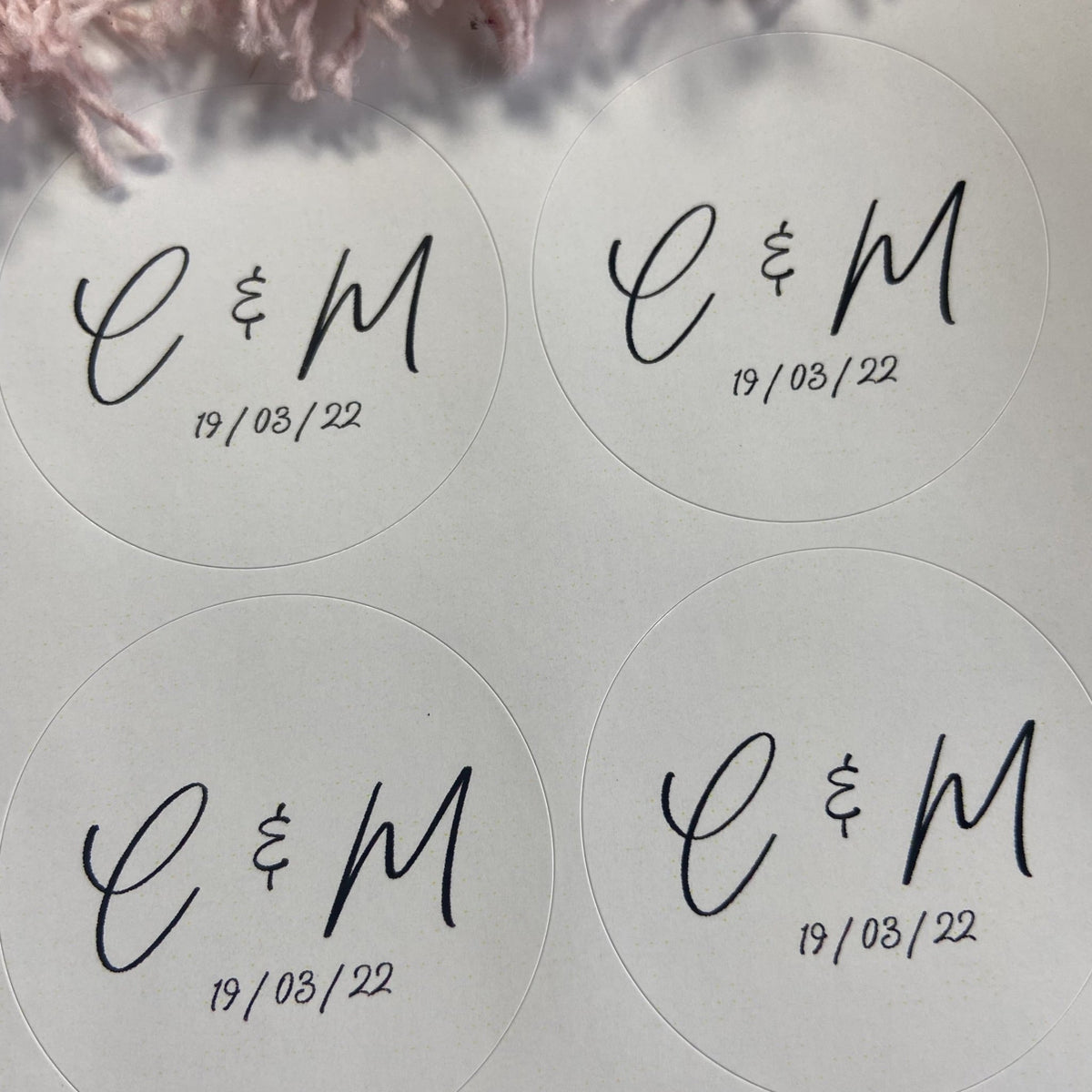 Gloss White Personalised Stickers - Initials Design 1 | Confetti Bee