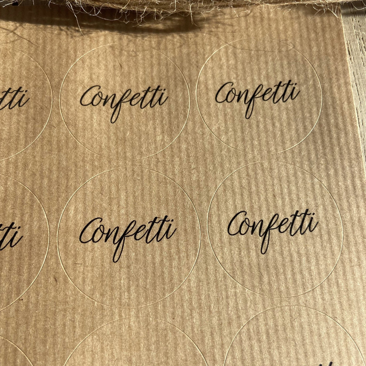 Kraft Brown Stickers - Confetti Design 4 | Wedding Stickers | Confetti Bee