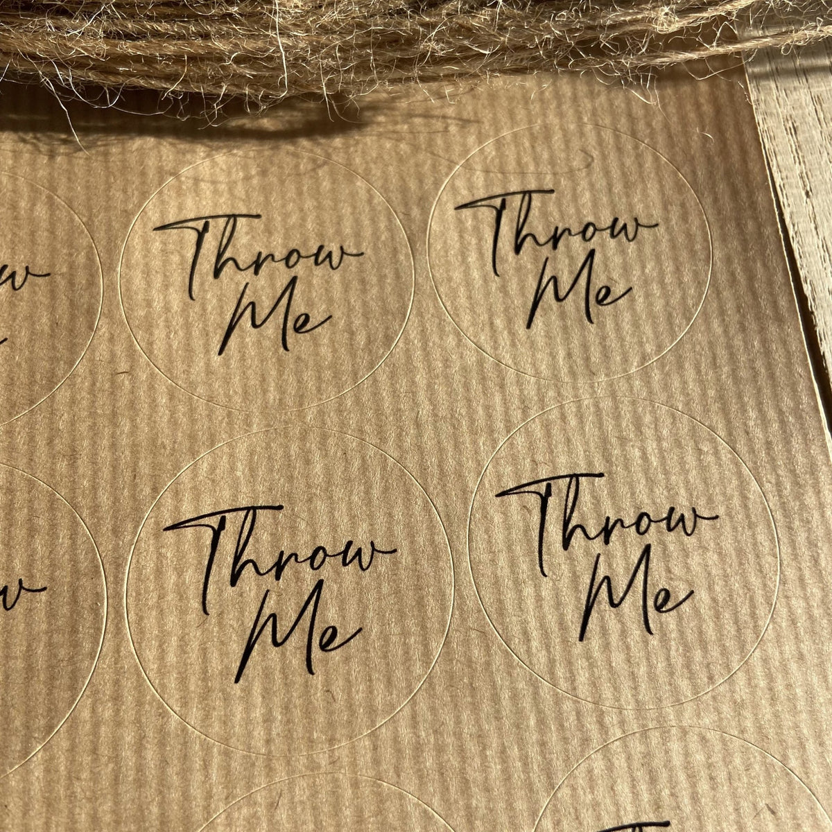 Kraft Brown Stickers - Throw Me Design 2 | Wedding Stickers | Confetti Bee