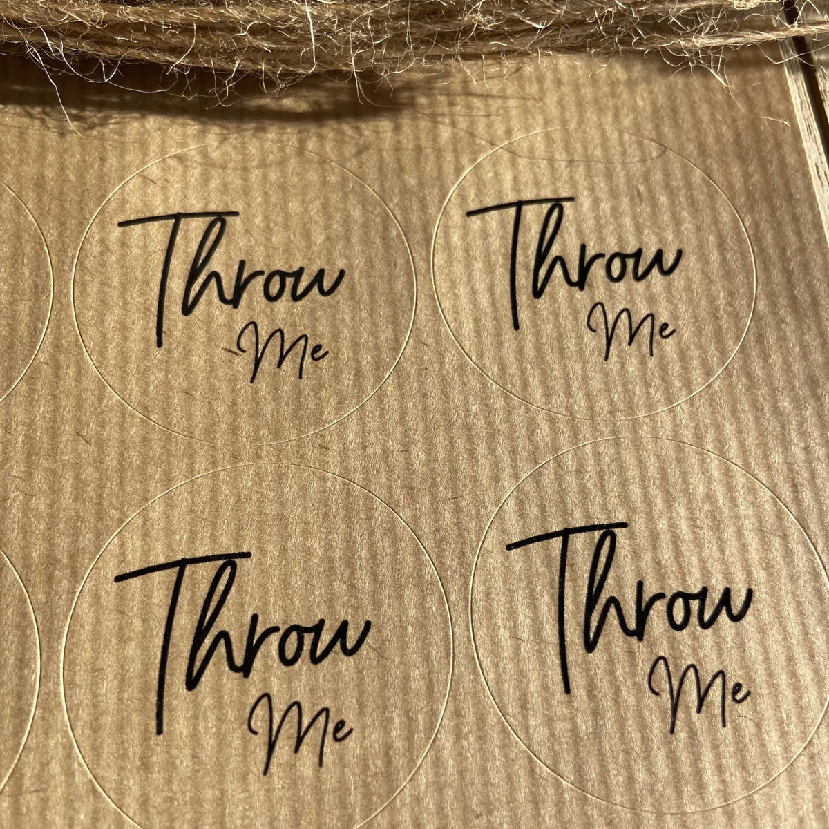 Kraft Brown Stickers - Throw Me Design 3 | Wedding Stickers | Confetti Bee
