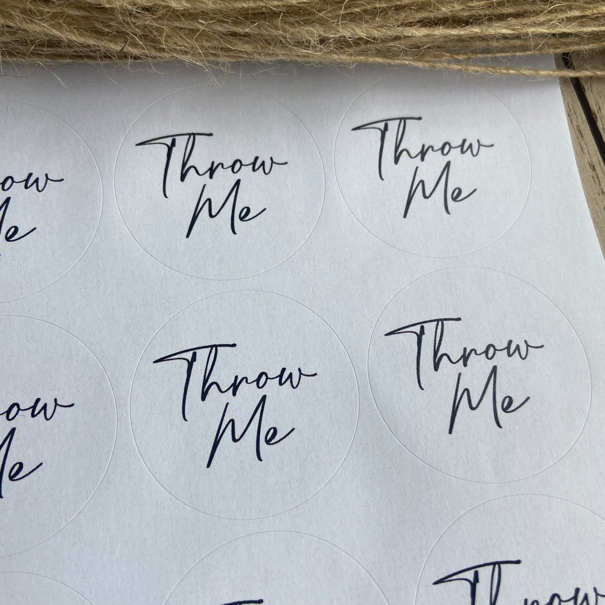 Matt White Stickers - Throw Me Design 2 | Wedding Stickers | Confetti Bee