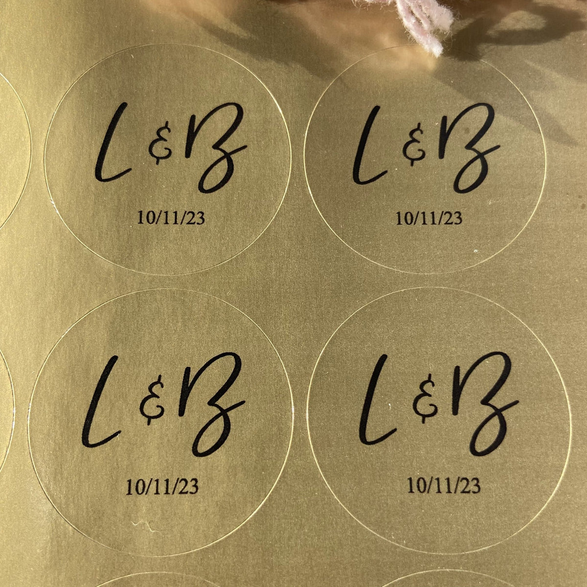 Metallic Gold Personalised Stickers - Initials Design 3 | Confetti Bee